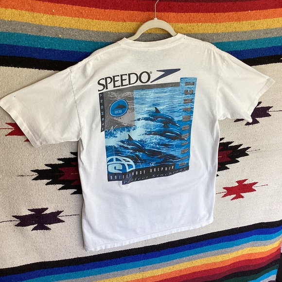 Speedo | Shirts | Vintage 9s Speedo Bottlenose Dolphin Swimming T Shirt ...